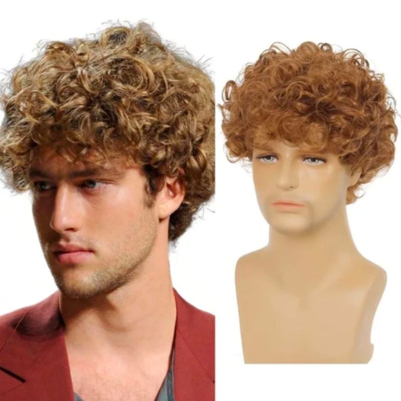 Jual WIG PRIA RAMBUT PENDEK KERITING MODEL KRIBO KECIL WARNA COKLAT ...