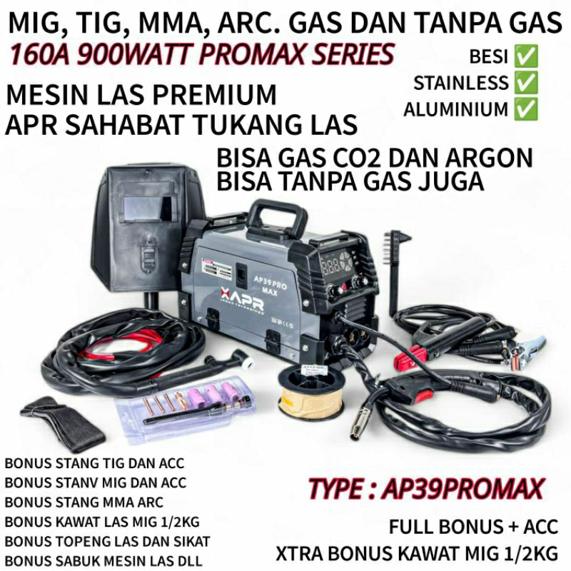 Jual Raja mesin las MIG TIG MMA MERK APR TYPE AP39 PROMAX XAPR BONUS STANG TIG MIG MMA DLL gas ...
