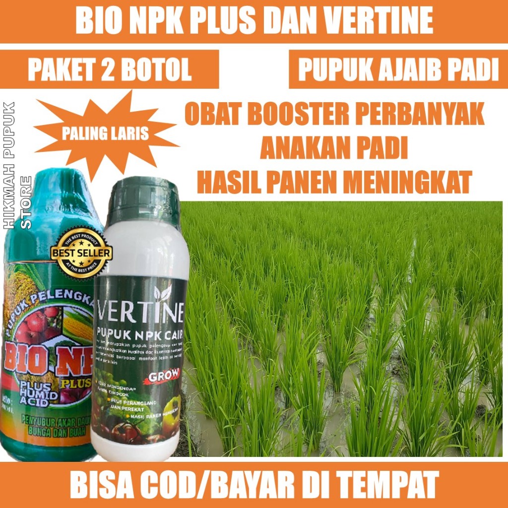 Jual 1 Botol Vertine & 1 Botol Bio NPK GAZA PUPUK NPK CAIR Pelebat Anakan Padi Lebih Banyak ...