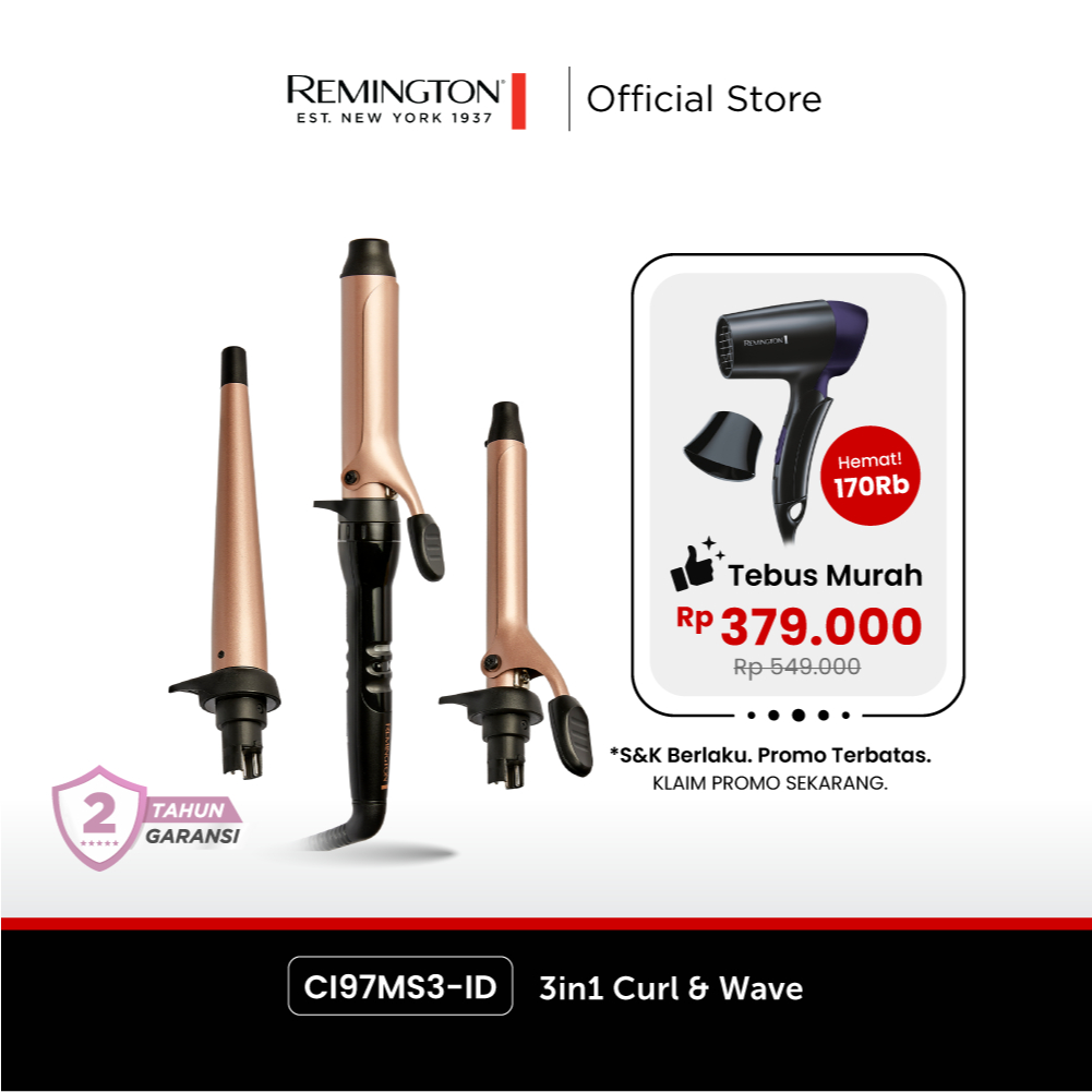 Jual Remington Pengeriting Rambut 3in1 Curl & Wave CI97MS3 | Shopee ...