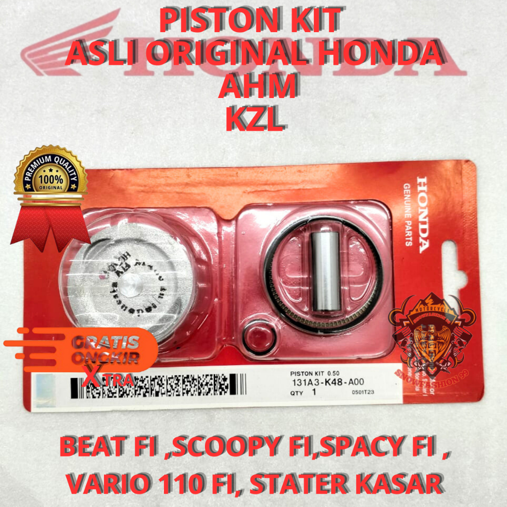 Jual PISTON KIT SET 1.00 ORIGINAL MOTOR HONDA ORI AHM BEAT FI,SCOOPY FI ...