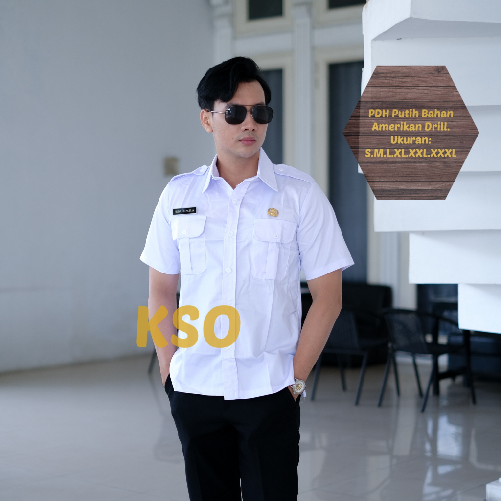 Jual KEMEJA PDH PUTIH LENGAN PENDEK / BAJU PUTIH POLOS / SERAGAM KANTOR ...