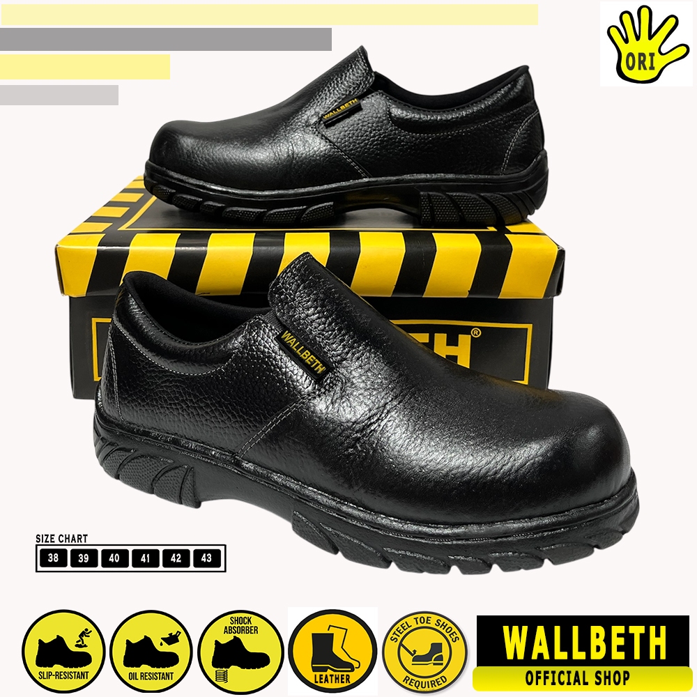 Jual KING WALLBETH W05 SEPATU SAFETY BOOTH slip on KULIT Hitam ASLI ...