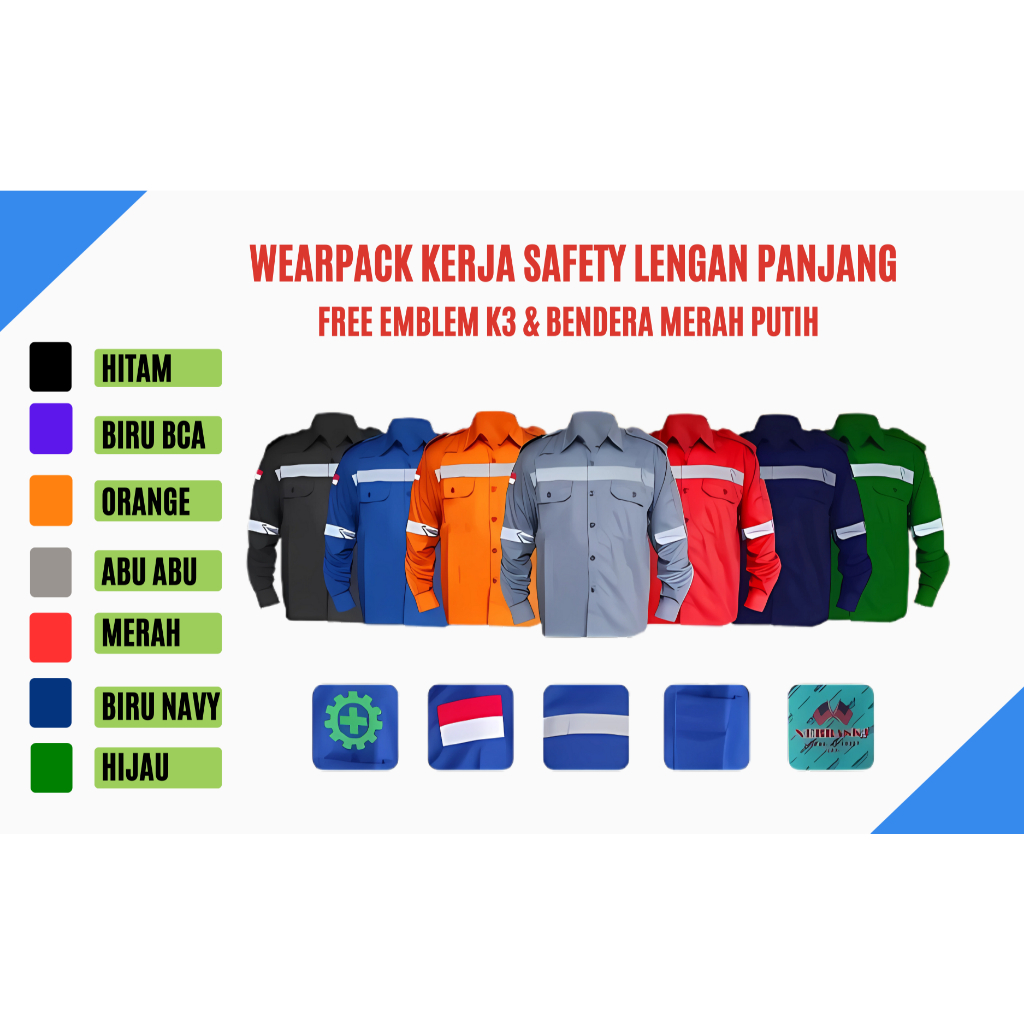 Jual Wearpack safety / Baju safety K3/ Baju Kerja proyek lengan Panjang ...