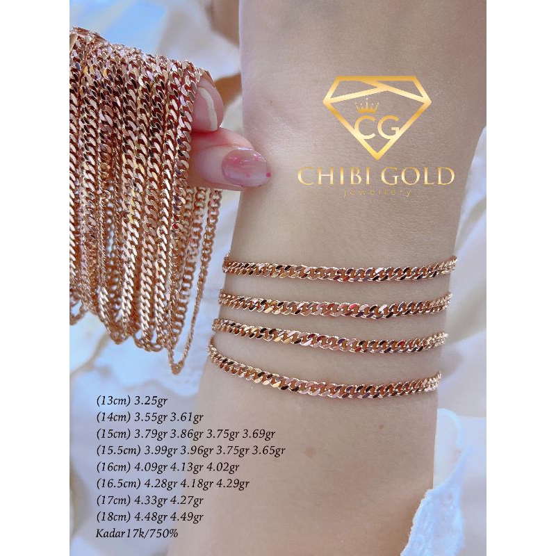 Jual CHIBI - GELANG TANGAN CUBAN MINI EMAS 750 KADAR 17K | Shopee Indonesia