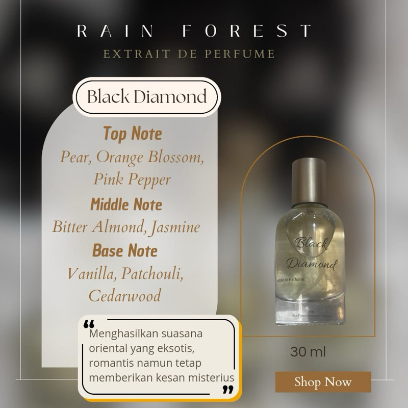 Jual Rain Forest Extrait de Perfume Black Diamond 30ml | Shopee Indonesia