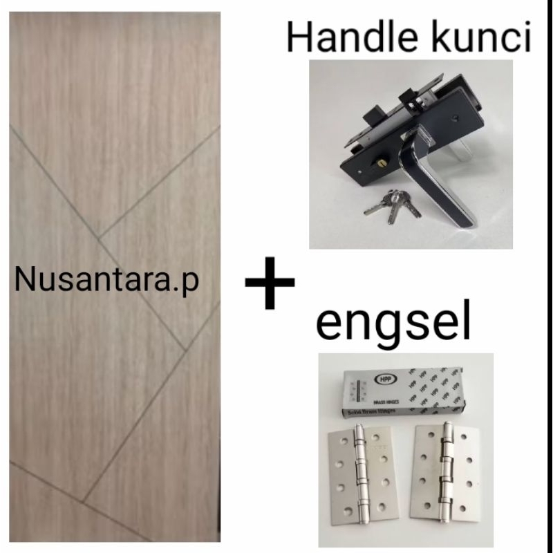 Jual SATU SET PINTU MINIMALIS+HANDLE KUNCI+ENGSEL (FREE LUBANG KUNCI ...