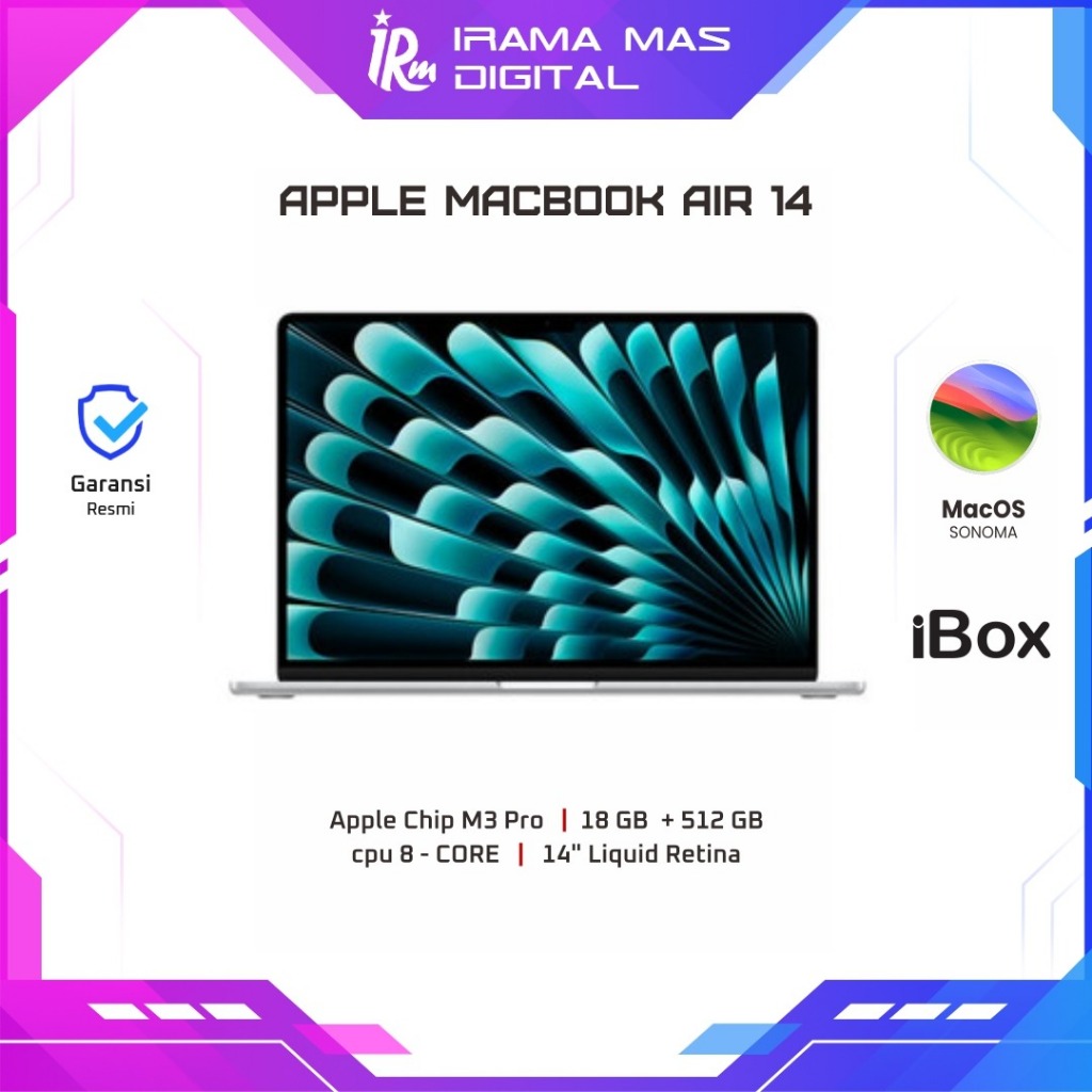 Jual APPLE MACBOOK AIR 14 M3 PRO MRX63ID ( 11-CORE CPU/14-CORE GPU 18GB ...