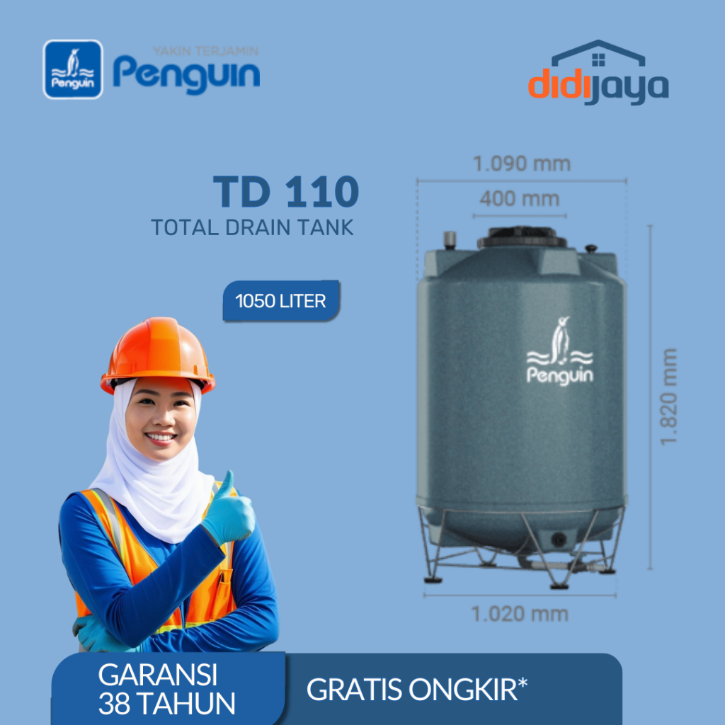 Jual Tandon Air Penguin Anti Lumut | Tangki Air Penguin TD 110 1000 Liter. FREE Ongkir Pulau ...