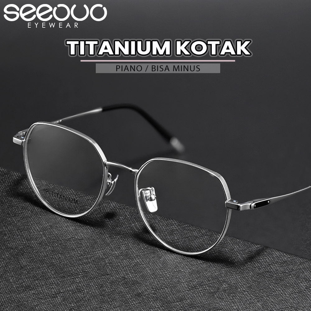 Jual Seeouo Frame Kacamata Lensa Plano Model Oval Simple Stylish Titanium Light Frame Unisex ...