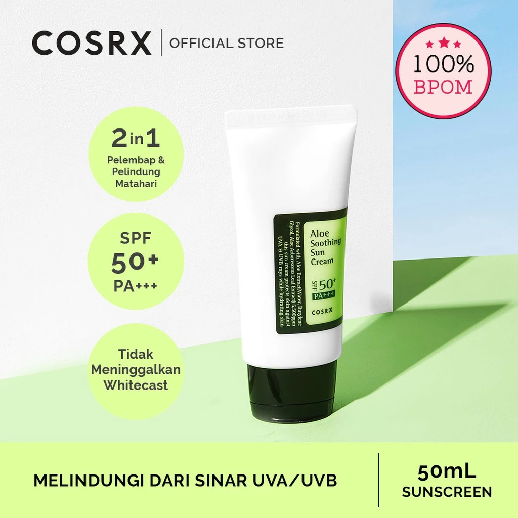 Jual COSRX Sunscreen 50ML /COSRX Aloe Soothing Sun Cream SPF 50+ PA ...