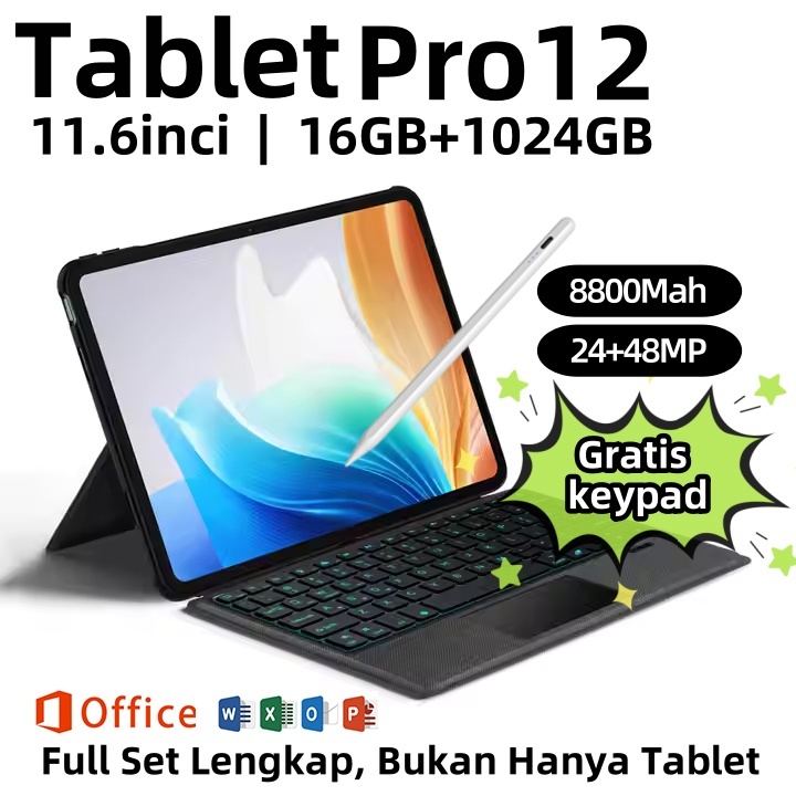 Jual Tablet Pro12 11.6inch 16GB+1024GB Tablet 5G Dual SIM untuk Semua ...