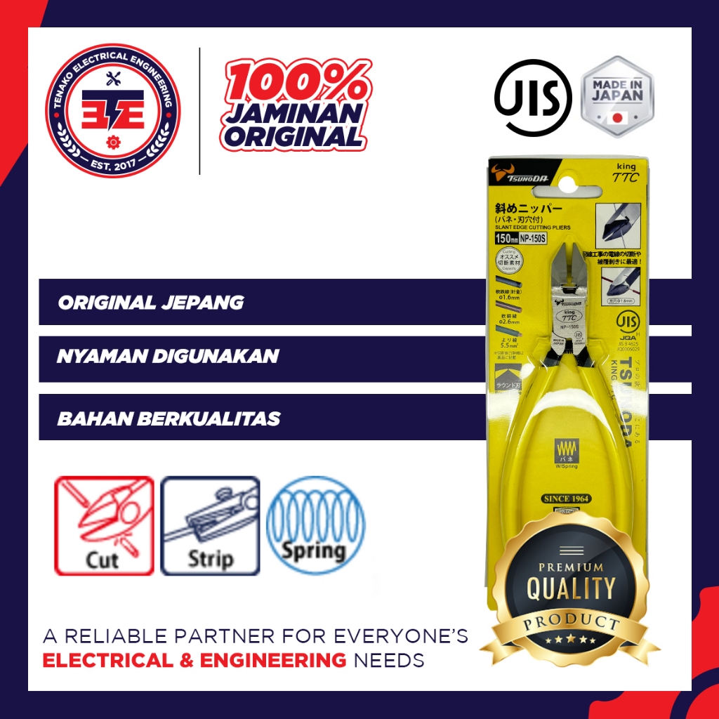 Jual TSUNODA NP-150S KING TTC Slant Edge Cutting Pliers Tang Potong dan Kupas Original Jepang ...