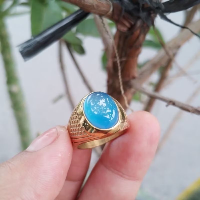 Jual cincin batu akik blue spirtus baturaja serat kura body glass ...