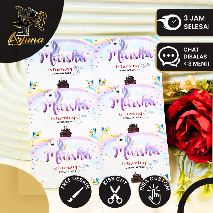 Jual Arjuna Sticker Ulang Tahun Anak Bentuk Persegi Stiker Label ...