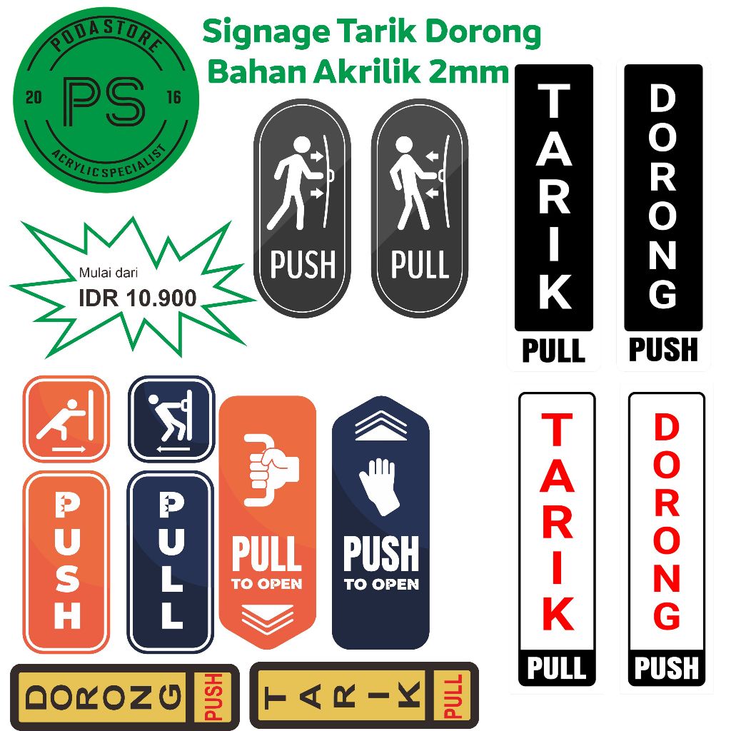 Jual Signage pintu tarik dorong push pull akrilik | Shopee Indonesia