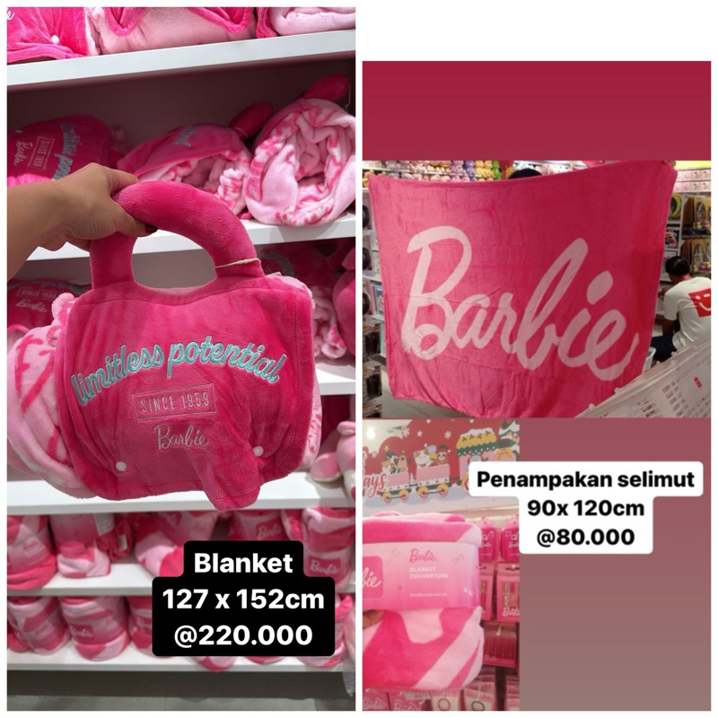 Jual Selimut Barbie Miniso x Barbie | Selimut ada pegangan Barbie ...