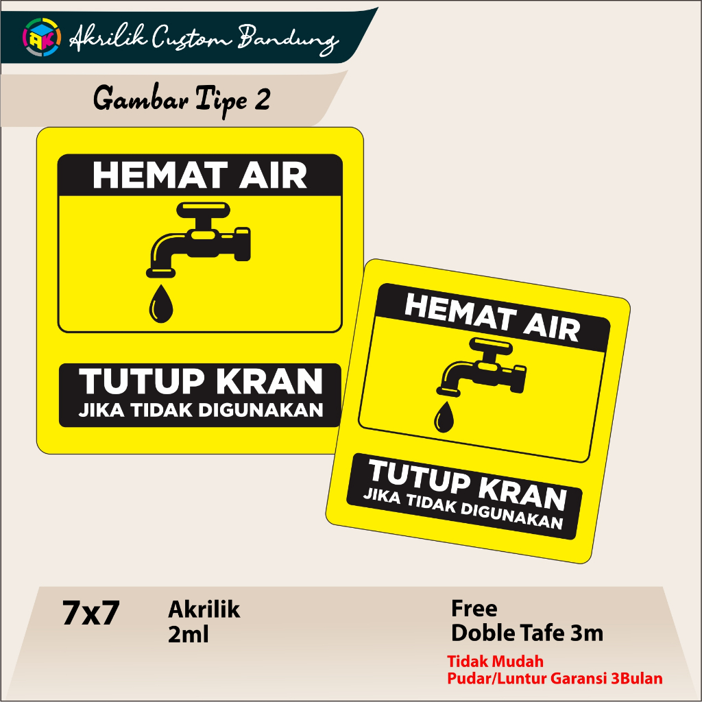Jual Akrilik Sign Matikan Keran Tipe 2 Acrylic Signage Matikan Keran ...