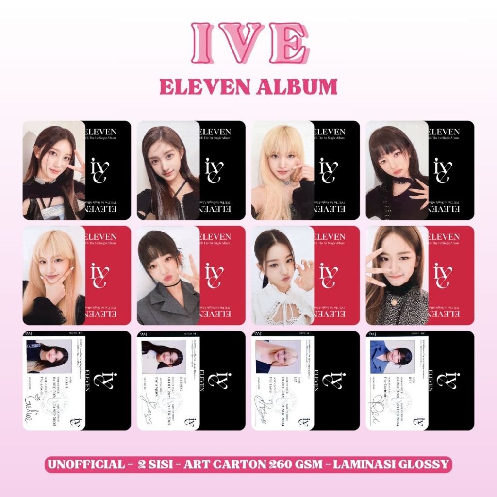 Jual Photocard IVE ELEVEN - PC Premium 2 Sisi Kartu Kpop Merch Unofficial | Shopee Indonesia