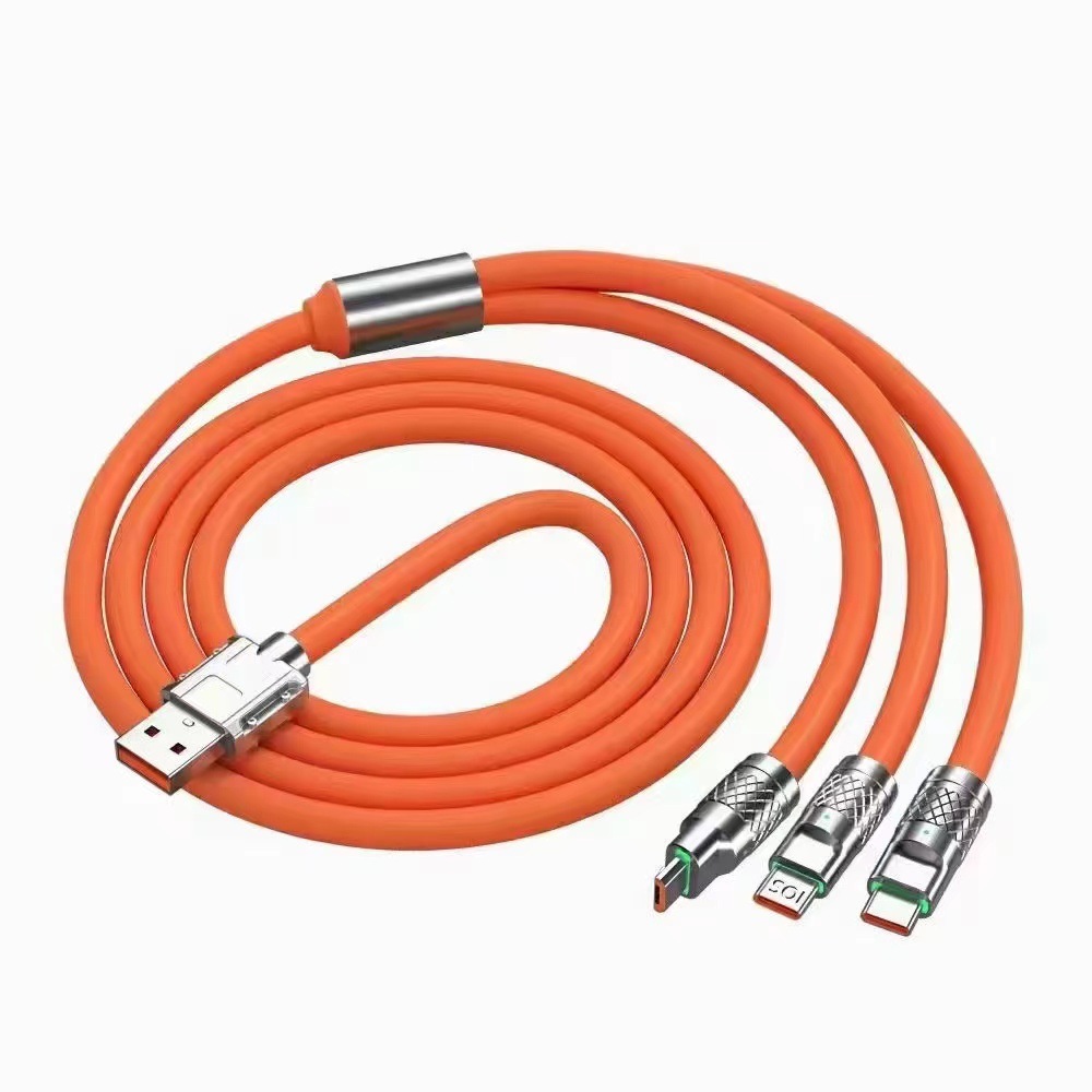 Jual (3IN1 ORANGE) KABEL DATA CABANG 3 3 IN 1 ORANGE 120W 6A FASTCHARGING FAST CHARGING SUPER ...