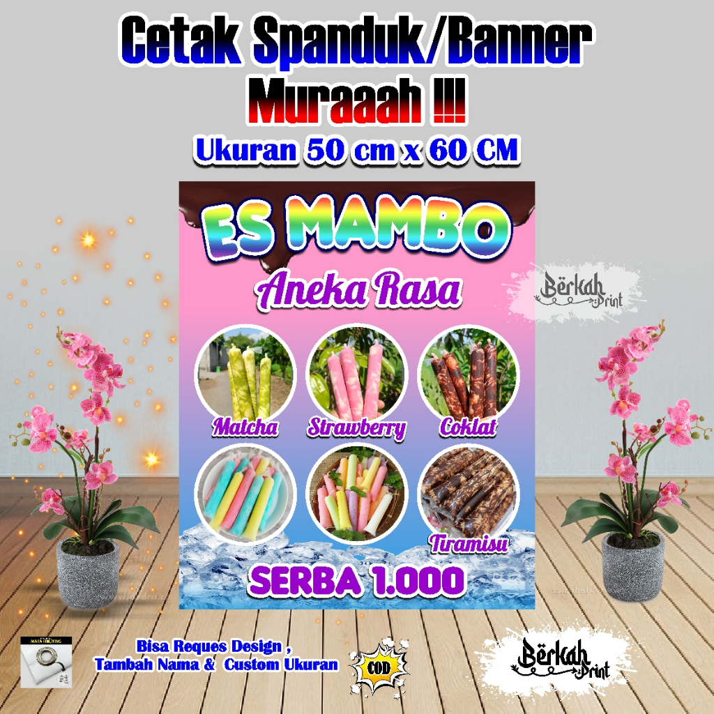 Jual Spanduk Banner Es Mambo Ukuran 50 cm x 60 cm | Shopee Indonesia