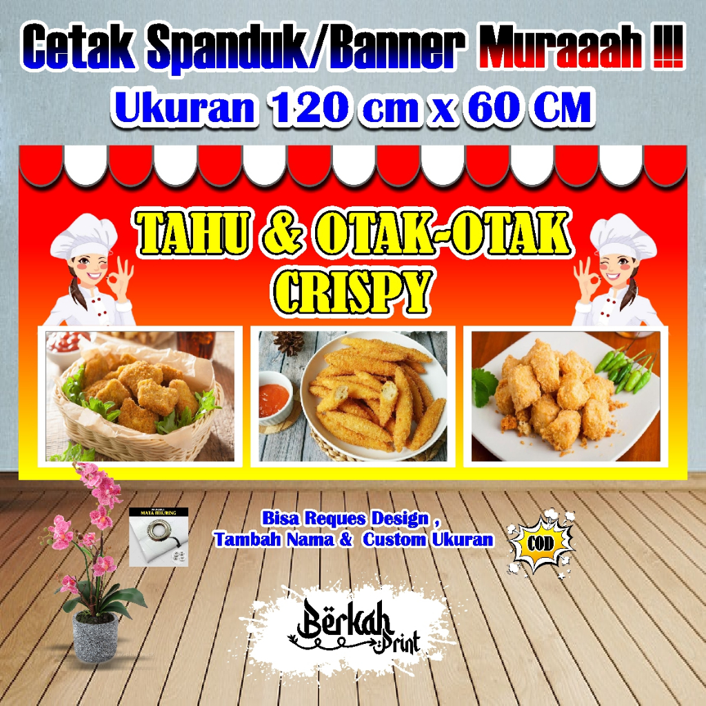 Jual Spanduk Banner Tahu Crispy & Otak OTak Crispy Ukuran 120 cm x 60 ...