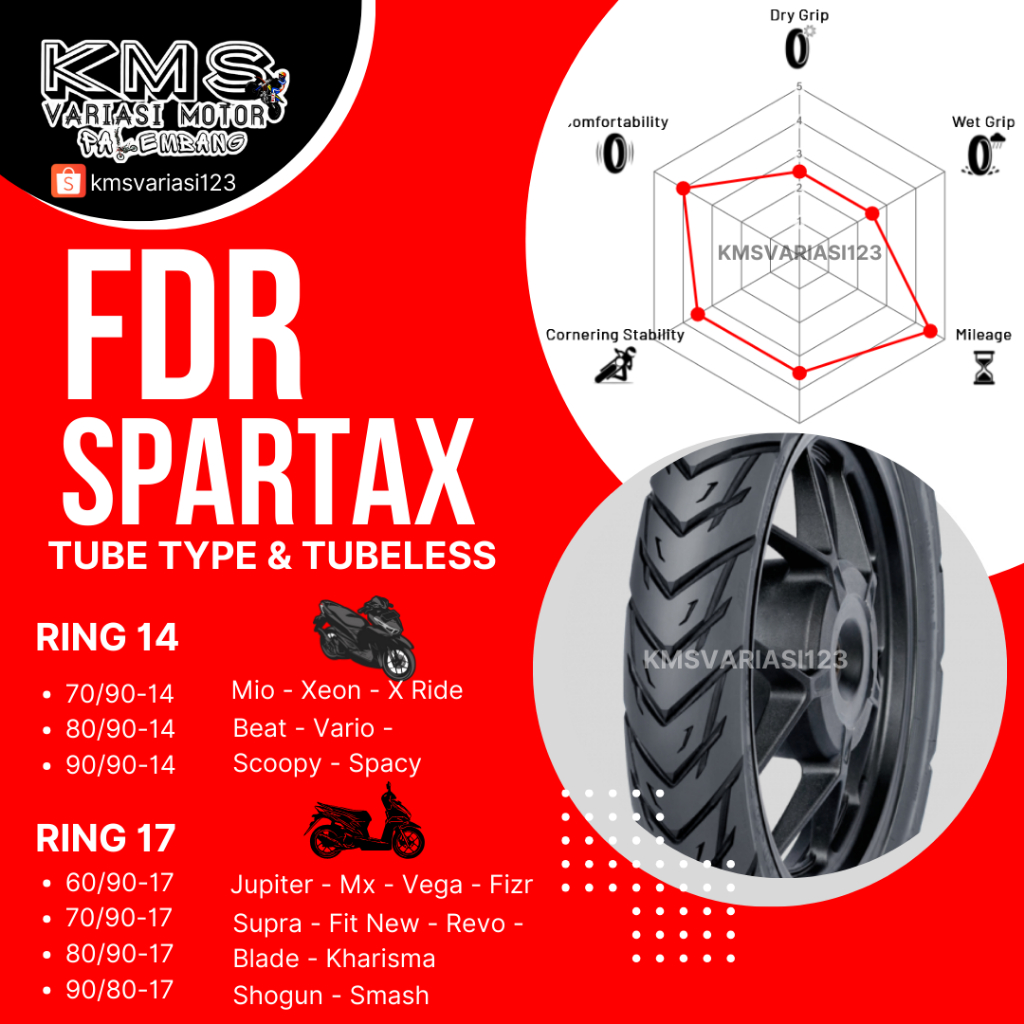 Jual Ban Luar Motor FDR Spartax Ring 17 Non Tubeless Sertifikasi SNI ...