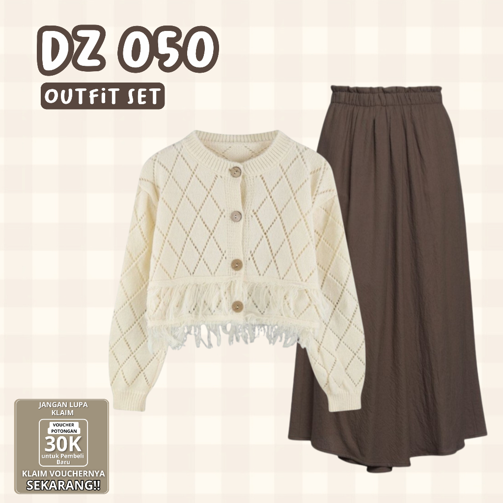 Jual DZ - Set 050 | One Set Wanita Kekinian (Cardigan Rawis dan Rok ...