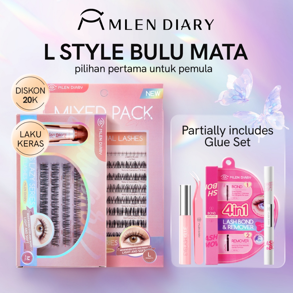 Jual Mlen Diary Korean Look Bulu Mata Palsu Lem 3 IN 1 Seri Eyelash Ekstension Fake Lashes ...