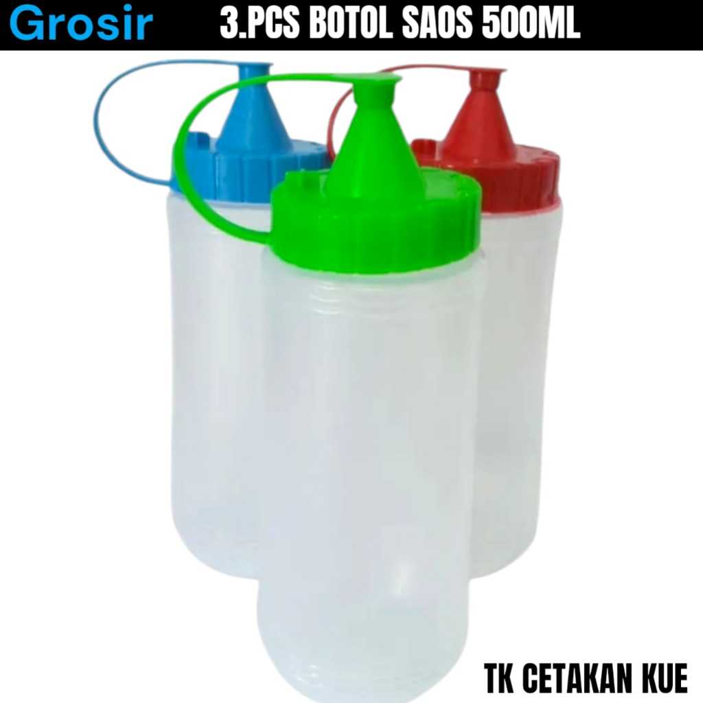 Jual ( 3 PCS) BOTOL SAOS 500 ML PLASTIK | Shopee Indonesia
