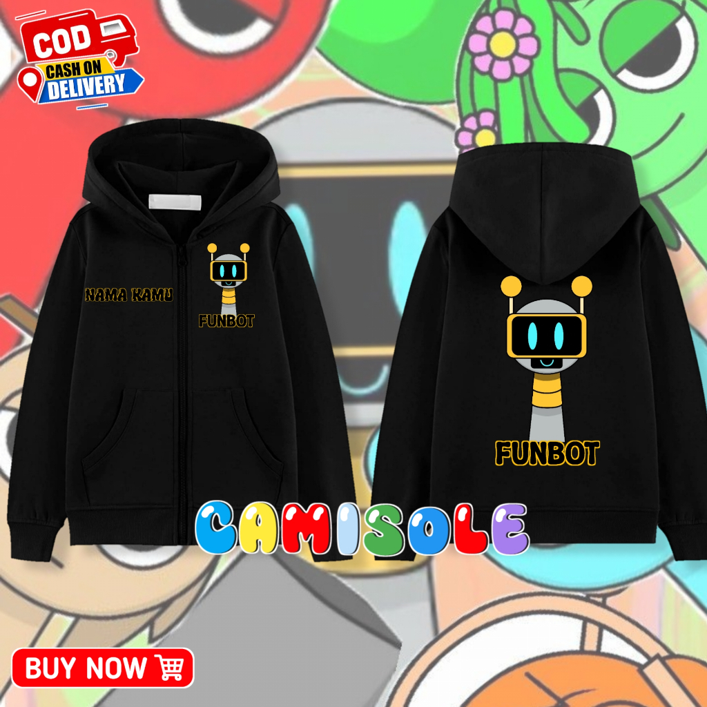 Jual Hoodie Zipper Anak Sprunki Karakter FUNBOT/Jaket Resleting ...