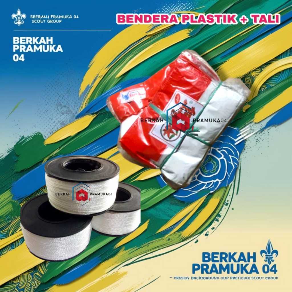 Jual [1Set bendera+nilon] Bendera plastik merah putih indonesia isi 100 ...