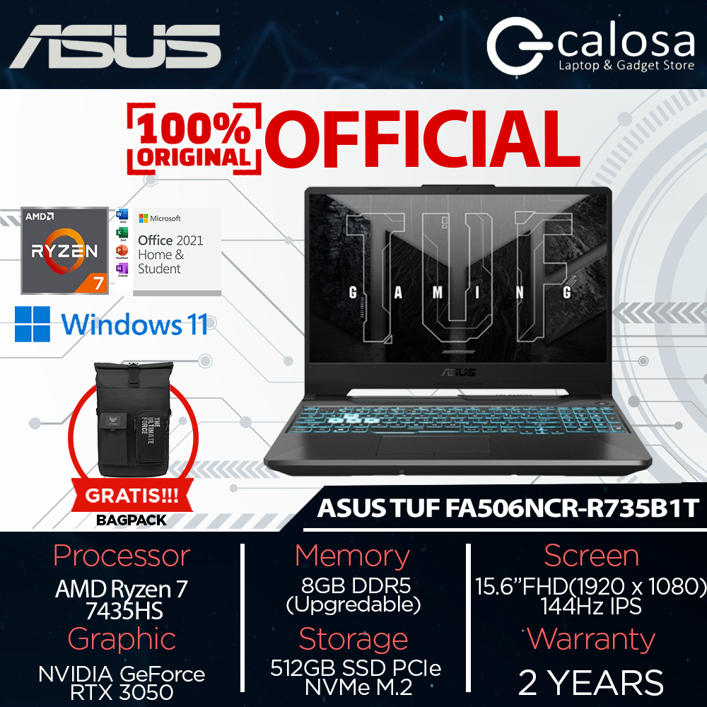 Jual Asus TUF A15 FA506NCR-R735B1T-HM AMD Ryzen 7-7435HS RAM 8GB 512GB ...