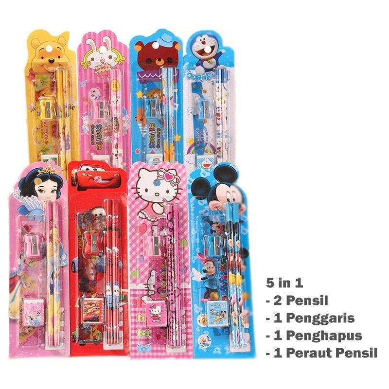 Jual HSM - Stationary Set 5 in 1 Karakter / Alat Tulis Sekolah / Paket ...