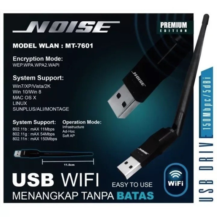 Jual USB WiFi wireless Dongle NOISE MT7601 150Mbps Wireless Adapter | Shopee Indonesia