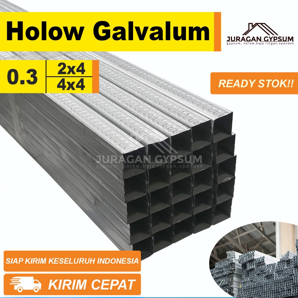 Jual Holow 3 4x4 2x4 Galvalum hollow Plafon 3mm holo gypsum 3 mm ...
