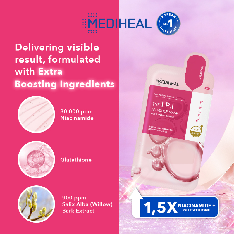Jual MEDIHEAL Set of 5 IPI Brightening Ampoule Mask (Brightening ...