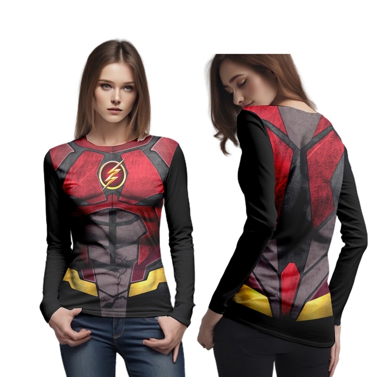 Jual pakaian wanita kaos cosplay super hero - baju the flash 3D ...