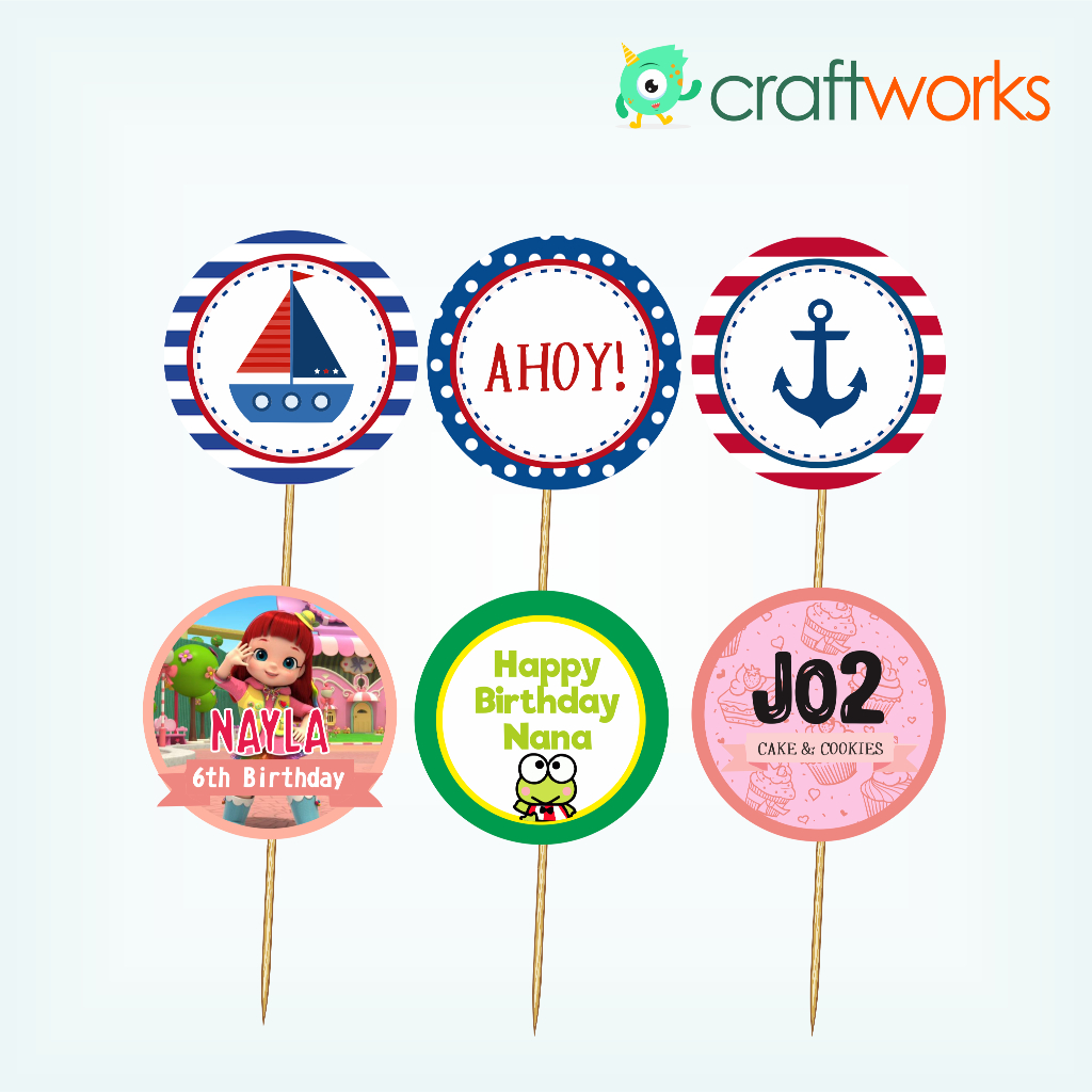 Jual CUPCAKE TOPPER CUSTOM - TOOTHPICKS | Shopee Indonesia