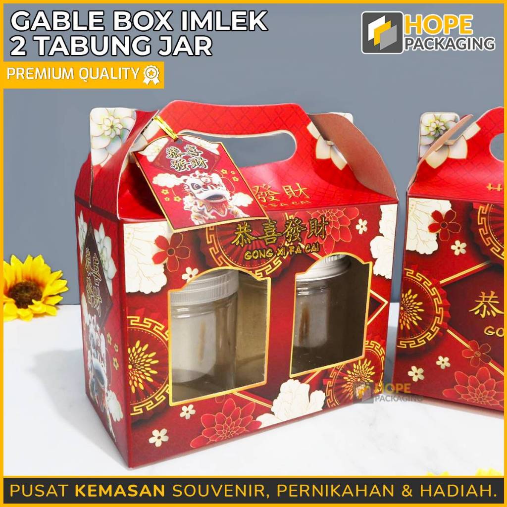 Jual Gable Box 2 dan 3 Jar imlek/box hampers kue imlek/gable box kue ...