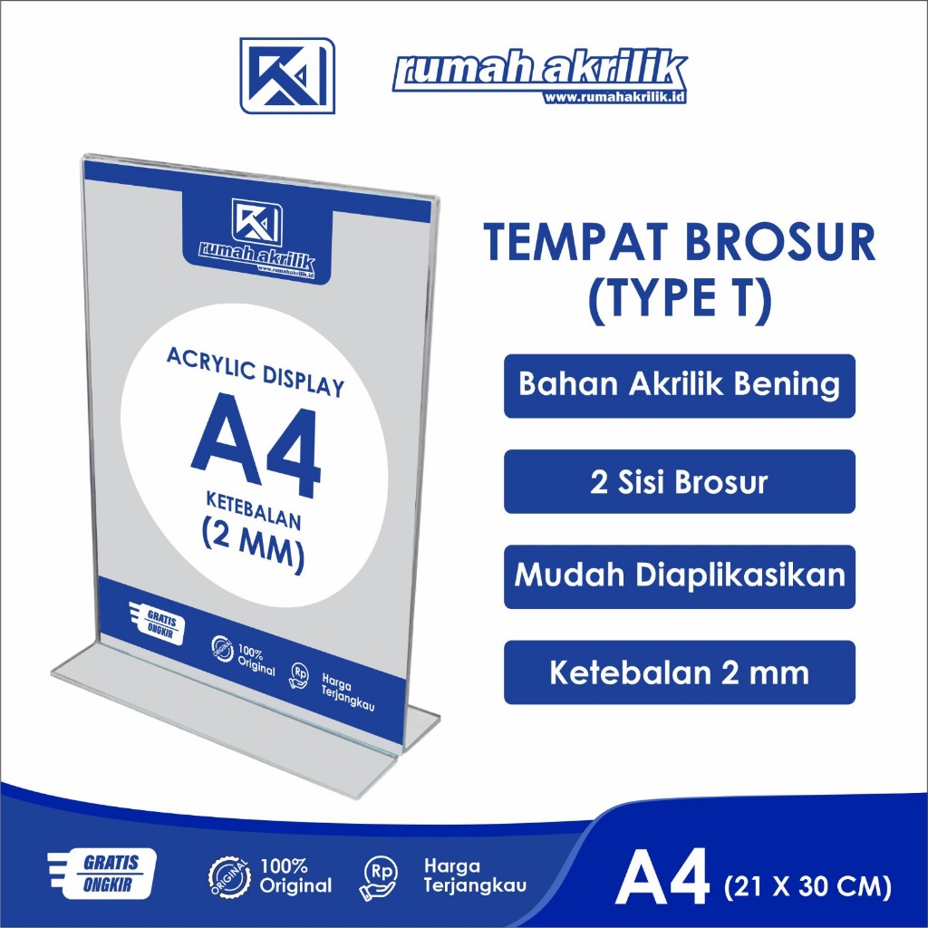 Jual (RUMAH AKRILIK) TEMPAT BROSUR AKRILIK UKURAN A4 - 2 SISI BENING ...