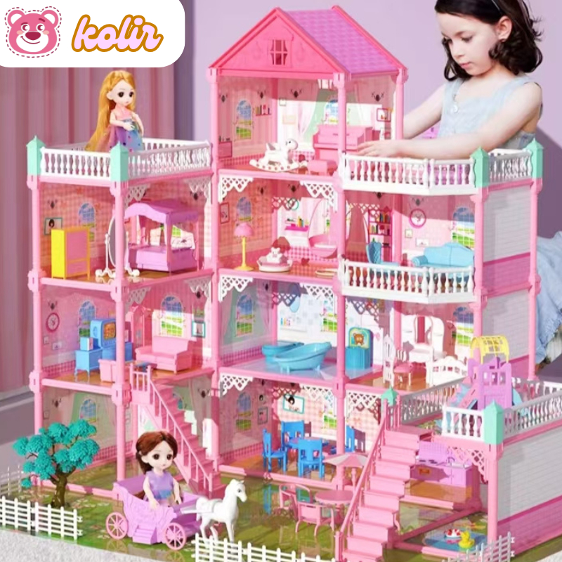 Jual Rumah Boneka 3D Putri Vila Besar DIY Kastil Pink Rumah Bermain ...