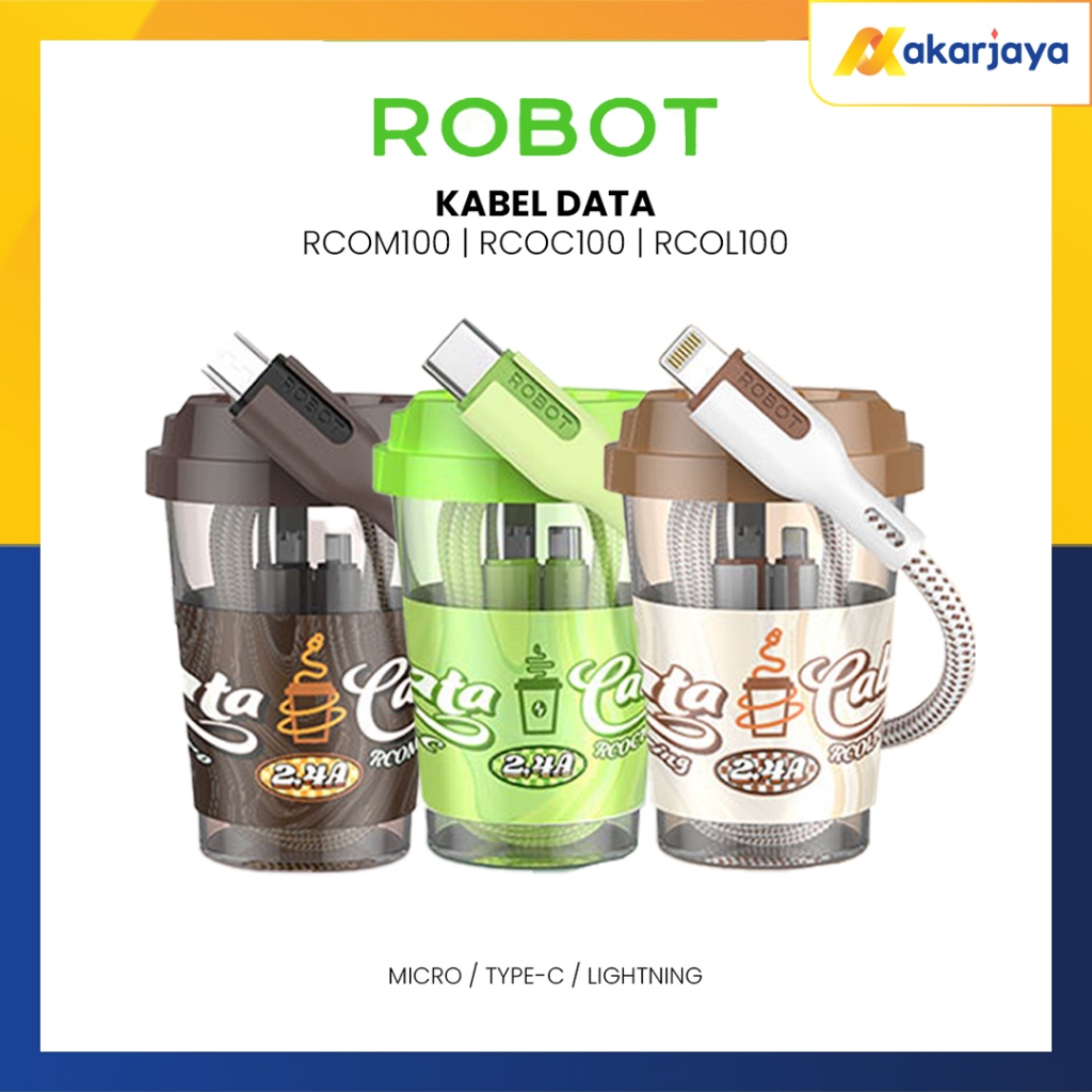 Jual Robot RCOM100 RCOC100 RCOL100 Kabel Data Micro Type C Lightning ...