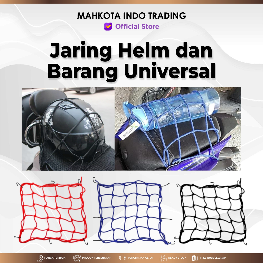 Jual Jaring Helm Buat Di Motor / Jaring Tali Pengikat Barang Bagasi ...