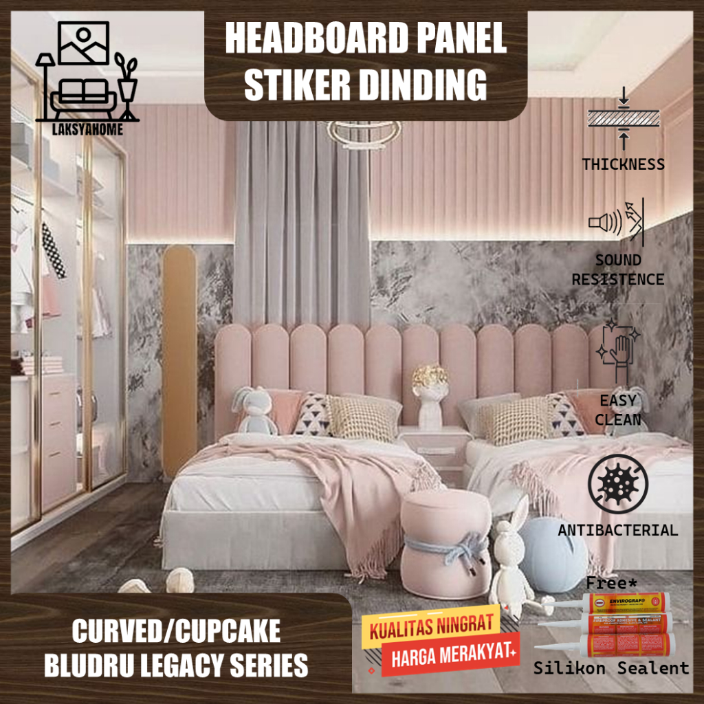 Jual Headboard Panel Dinding 20x60 Cupcake Bludru Legacy Series ...