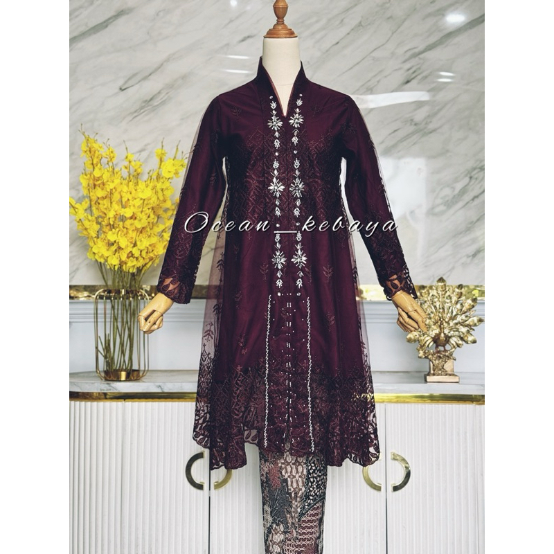 Jual kebaya kartini moderen waka payet motif candi | Shopee Indonesia