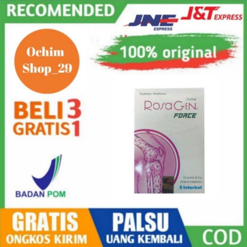 Jual Rosagen Suplemen Sendi Otot Dan Tulang Isi 15 Sachet | Shopee ...