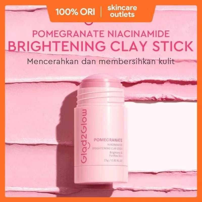 Jual Glad2Glow Pomegranate Niacinamide Brightening Clay Stick 25g ...