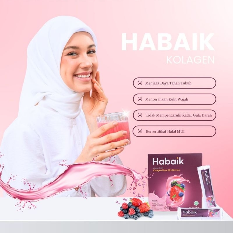 Jual Habbaik Beauty Drink Minuman Serbuk Kolagen Rasa Mix Berries | Minuman Collagen Untuk ...