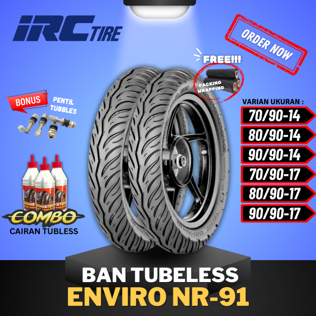 Jual [READY COD] BAN IRC ENVIRO NR91 TUBELESS RING 17 ( 70/90-14 / 80 ...